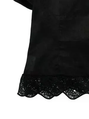 FRAME Seaside Lace-trim Short-sleeve Shirt - Black