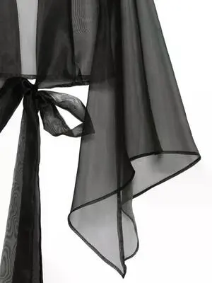 LE RJTANGE Sheer-finish Flared-sleeve Blouse