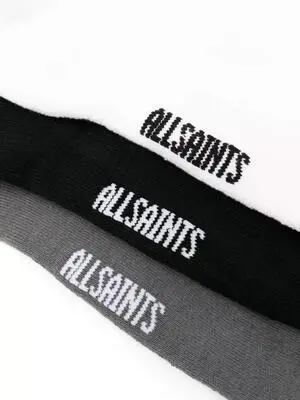 ALLSAINTS Logo-knit Ribbed Socks Set - Black