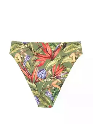 Farm Rio Strelitzia Floral-print Bikini Bottom - Green