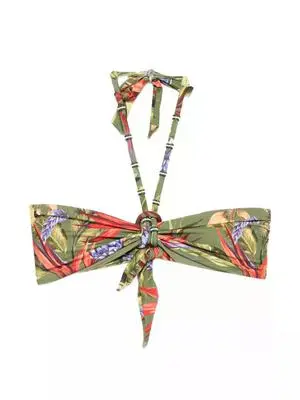 Farm Rio Strelitzia Floral-print Bikini Top - Green
