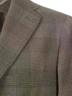 Tagliatore Check-pattern Seersucker Blazer - Brown