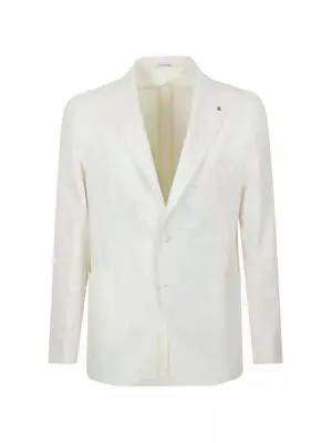 Tagliatore Logo-pin Textured Blazer - Neutrals