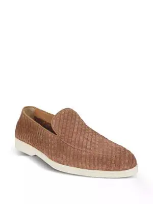 DOUCAL'S Woven Suede Loafers - Brown