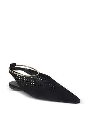 JIL SANDER Ring-embellished Ballerina Flats - Black