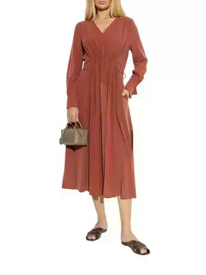 Max Mara V-neck Tie Midi Dress