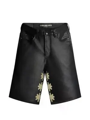 LOSTSHDWS Floral-detail Leather Shorts