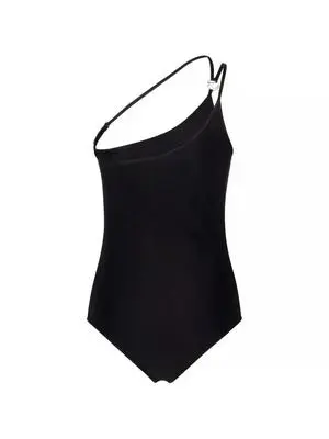 Coperni One-shoulder Swimsuit With Logo Plaque - Black