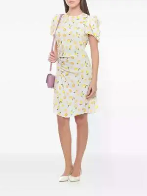 MAR DE MARGARITAS Karin Lemon-print Mini Dress - Neutrals