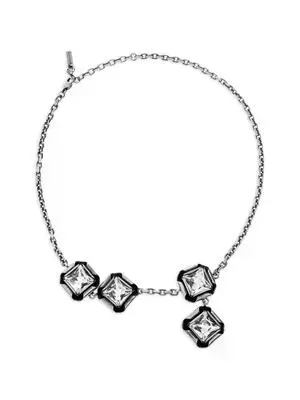Givenchy Crystal-embellished Square-cut Stone Necklace - Silver