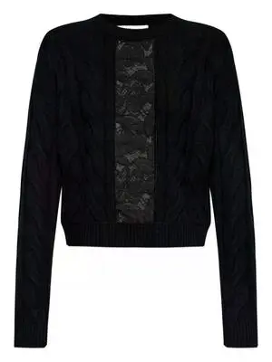 Max Mara Cable-knit Sweater With Lace Insert