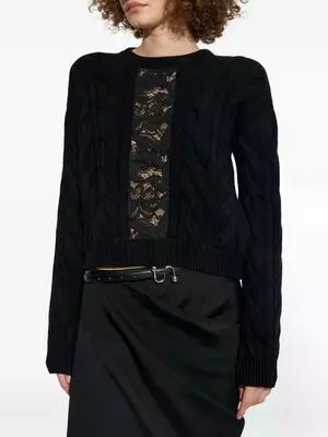 Max Mara Cable-knit Sweater With Lace Insert