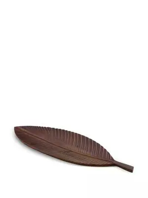SAMBONET Leaf-shaped Acacia Wood Tray - Brown