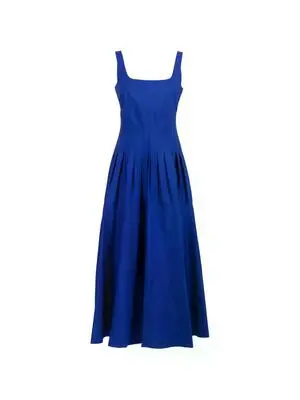 Max Mara Pleated Flared Midi Dress - Blue