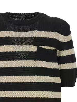 HOSIO Striped Knit T-shirt With Pocket