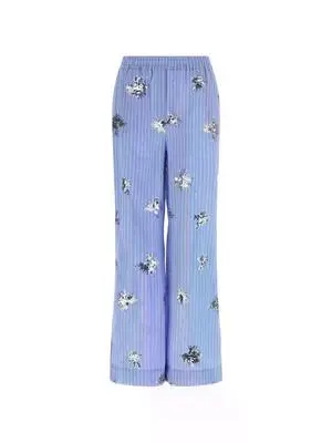 LE TWINS Sequin-embroidered Striped Trousers