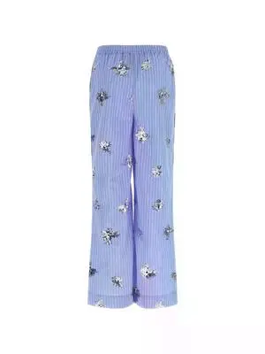 LE TWINS Sequin-embroidered Striped Trousers