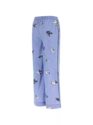 LE TWINS Sequin-embroidered Striped Trousers