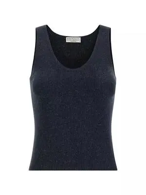 Brunello Cucinelli Ribbed Sparkling Knit Tank Top