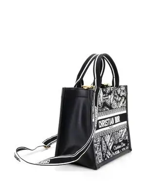 Dior Book Tote With Strap Embroidered Canvas - Black