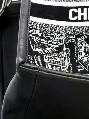 Dior Book Tote With Strap Embroidered Canvas - Black