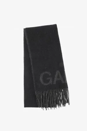 GANNI GANNI Scarf With Crochet Flowers Black