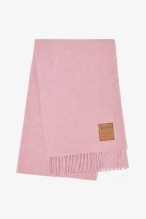 GANNI GANNI Scarf With Crochet Flowers Pink