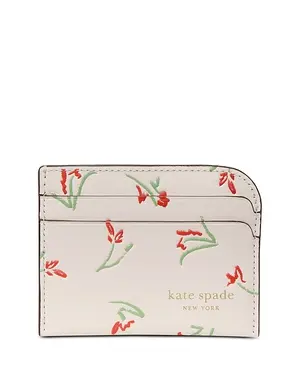 Kate Spade New York Devin Vibrant Buds Leather Card Holder - Cream/multi