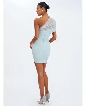 MISS CIRCLE NEW YORK Ruched Mesh Mini Dress