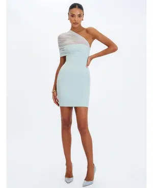 MISS CIRCLE NEW YORK Ruched Mesh Mini Dress
