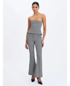MISS CIRCLE NEW YORK Ulli Micro-houndstooth Flared Pants - Grey
