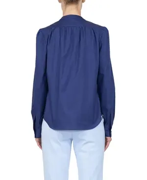 CALLAS MILANO Olympia Band Collar Long Sleeve Shirt - Ocean
