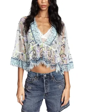 Anna Sui Lady Chatterley's Lace V-neck Top
