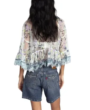 Anna Sui Lady Chatterley's Lace V-neck Top