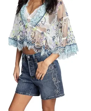 Anna Sui Lady Chatterley's Lace V-neck Top