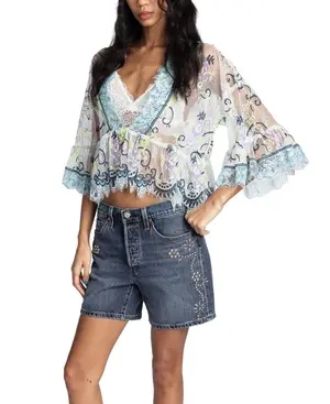 Anna Sui Lady Chatterley's Lace V-neck Top