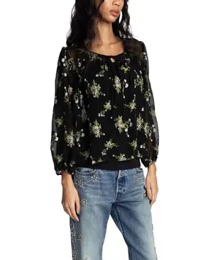 Anna Sui Embroidered Chiffon Blouse