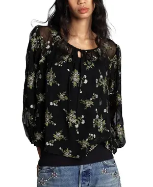 Anna Sui Embroidered Chiffon Blouse