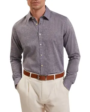 Ted Baker London Prynn Linen & Cotton Shirt - Navy