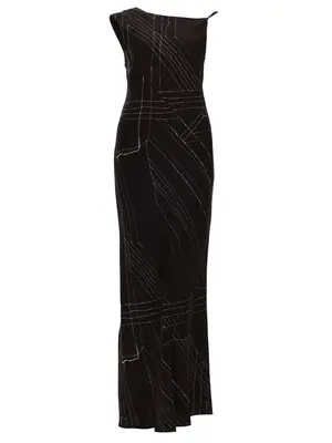 ALYSI Long Silk Dress - Brown