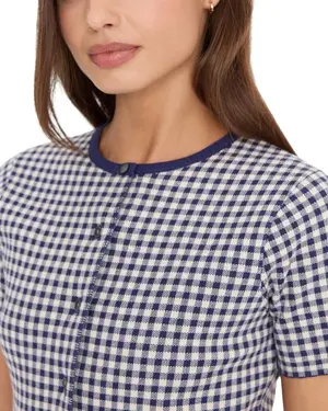 Good American The Keepsake Cardigan - Navy Gingham