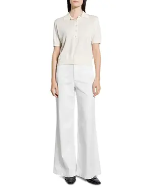 Theory Semi Sheer Polo Top - Bone