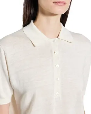 Theory Semi Sheer Polo Top - Bone