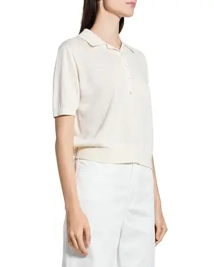 Theory Semi Sheer Polo Top - Bone