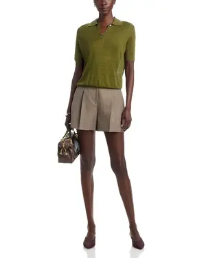 Theory Semi Sheer Polo Top - Forest Moss