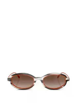 Emporio Armani Striped Oval-frame Sunglasses - Grey