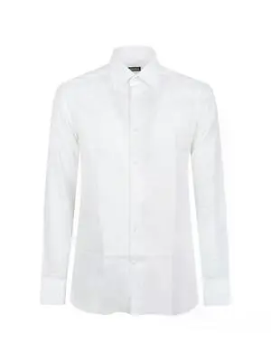 Zegna Piqué-weave Long-sleeve Shirt - White