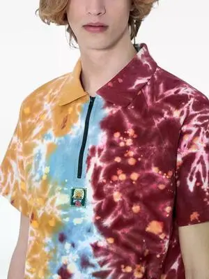BRAIN DEAD Tie-dye Zip-collar Polo Shirt - Orange