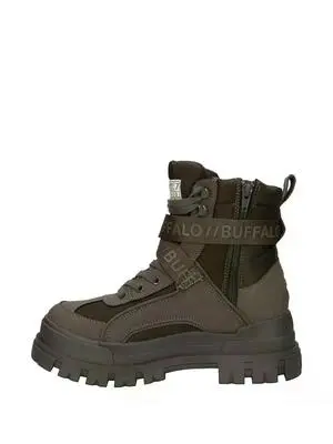 BUFFALO Aspha Com1 Buckled Combat Boots - Green