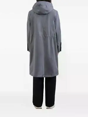 MOORER Molly Hooded Gabardine Coat - Blue